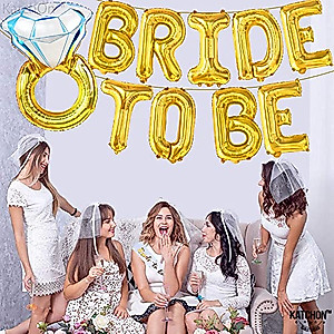 KatchOn, Huge Gold Bride to Be Balloons Set - 32 Inch Ring Balloon, Bride Balloons Gold, Bride to Be Sash | Bridal Shower Decorations | Bachelorette Party Decorations | Bride to Be Decorations Gold