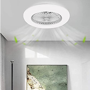 Modern Ceiling Fan with Lights,Adjustable Speed,Remote Control, 22 inch Invisible Acrylic Dimmable Lighting Fan Chandelier for Bedrooms Workout Room in White