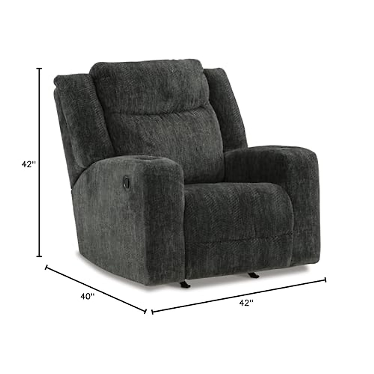 Signature Design by Ashley Martinglenn Modern Chevron Velvet Manual Rocker Recliner with Cup Holders, Black