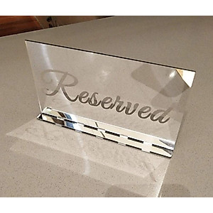 Set of 2 Acrylic Mirror Reserved Table Sign, Acrylic Freestanding Decoration, Acrylic Free Standing Reserved Wedding Signs (Silver)
