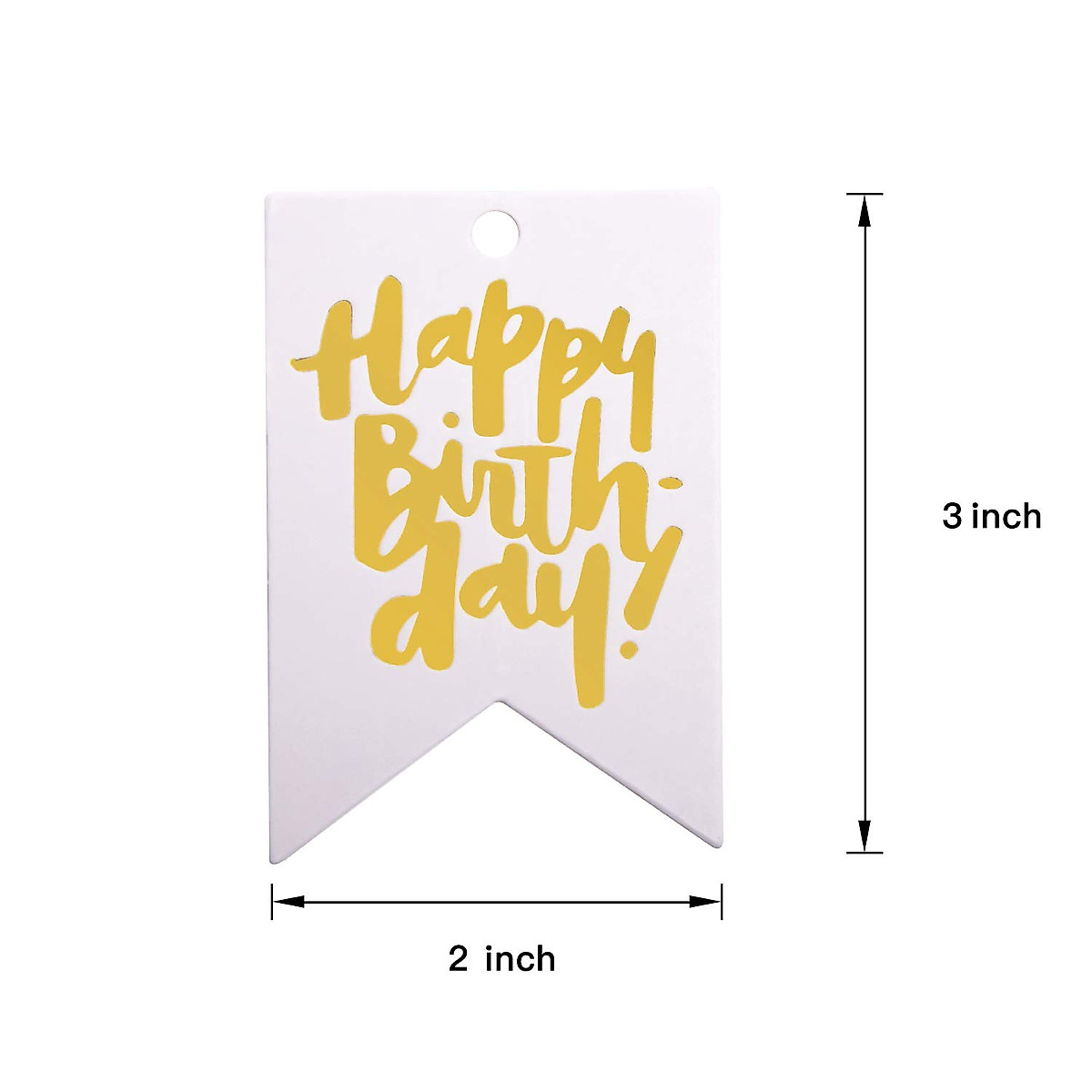 WRAPAHOLIC Gift Tags with String - 100PCS White Kraft Happy Birthday Paper Tags with 100 Feet Natural Jute Twine for Wedding, Baby Shower, Party Favors