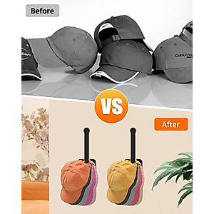 DAGKHE 4 Pack Hat Rack for Wall, Adhesive Hat Organizer for Baseball Caps, Adhesive Hat Hooks Holder Hanger for Closet Door Storage