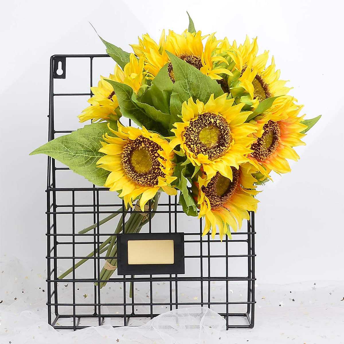 KINWELL Large Artificial Silk Sunflower Bouquet 7 Stems Fake Flowers Floral for Home Wedding Decoration, Bride Holding Flowers,Garden Craft Art Decor