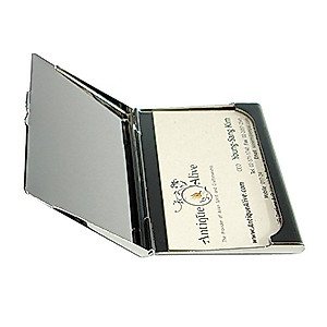 Mother of Pearl Black Business Card Holder Purse Pocket RFID Blocking Protection Credit Id Name Card Holder Case Metal Stainless Steel Slim Money Wallet Butterfly Arabesque Design