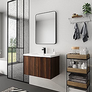 HomSof Soft Close Doors Bathroom Vanity with Sink,30 Inch for Small Bathroom,30"x18",California Walnut