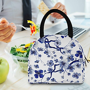 AUUXVA Lunch Bag Cherry Blossom Lunch Box Ice Cooler Insulated Portable Zipper Tote Handbag for Men Women Boys Girls
