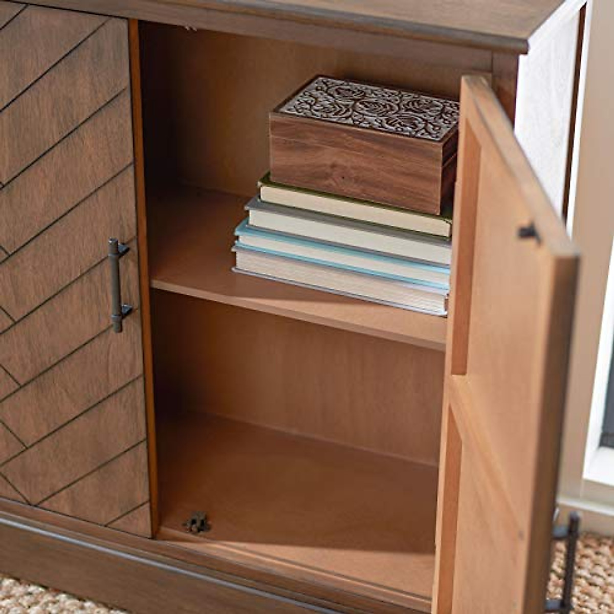 Safavieh Home Collection Peyton Brown 2-Door 2-Shelf Storage Buffet Sideboard Table (Fully Assembled)