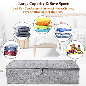 punemi Under Bed Storage With Lids, 2 Pack Large Underbed Storage Containers Clothes W/ 3 Handles, Foldable Low Profile Stackable Storage Drawer Organizer Bins Box