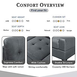 Merax L Shaped Sectional Sofas 3-Seat Sofa Sets Sectional Sofa Couches with Reversible Chaise Lounge, Cup Holders and Storage Ottoman for Living Room Furniture (Grey)