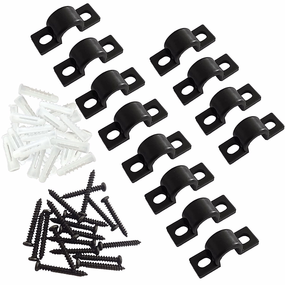 Wire Shelf Loop Clips 12Pcs Shelf Clips with Screws Expansion Tubes for Wire Shelving – Black