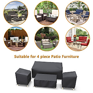 STARTWO Outdoor Furniture Cover Waterproof, Patio Furniture Covers 4 Piece Set, Heavy Duty 500D Patio Furniture Set Cover for Chairs, Couch, Table Coffee, Black