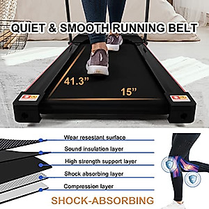 FYC Folding Treadmill for Home - Foldable Treadmill Slim Compact Running Machine Portable Electric Treadmill Workout Exercise for Small Apartment Home Gym Jogging Walking，Black