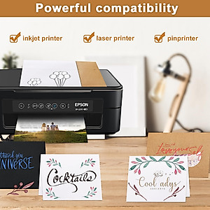 Silunkia Brown Blank Cards and Envelopes 4.25 x 5.5 Heavyweight Folded Cardstock and Printable A2 Envelopes Self Seal 20 Packs for Graduation Invitations, Wedding, Greeting Cards, Thanksgiving Cards