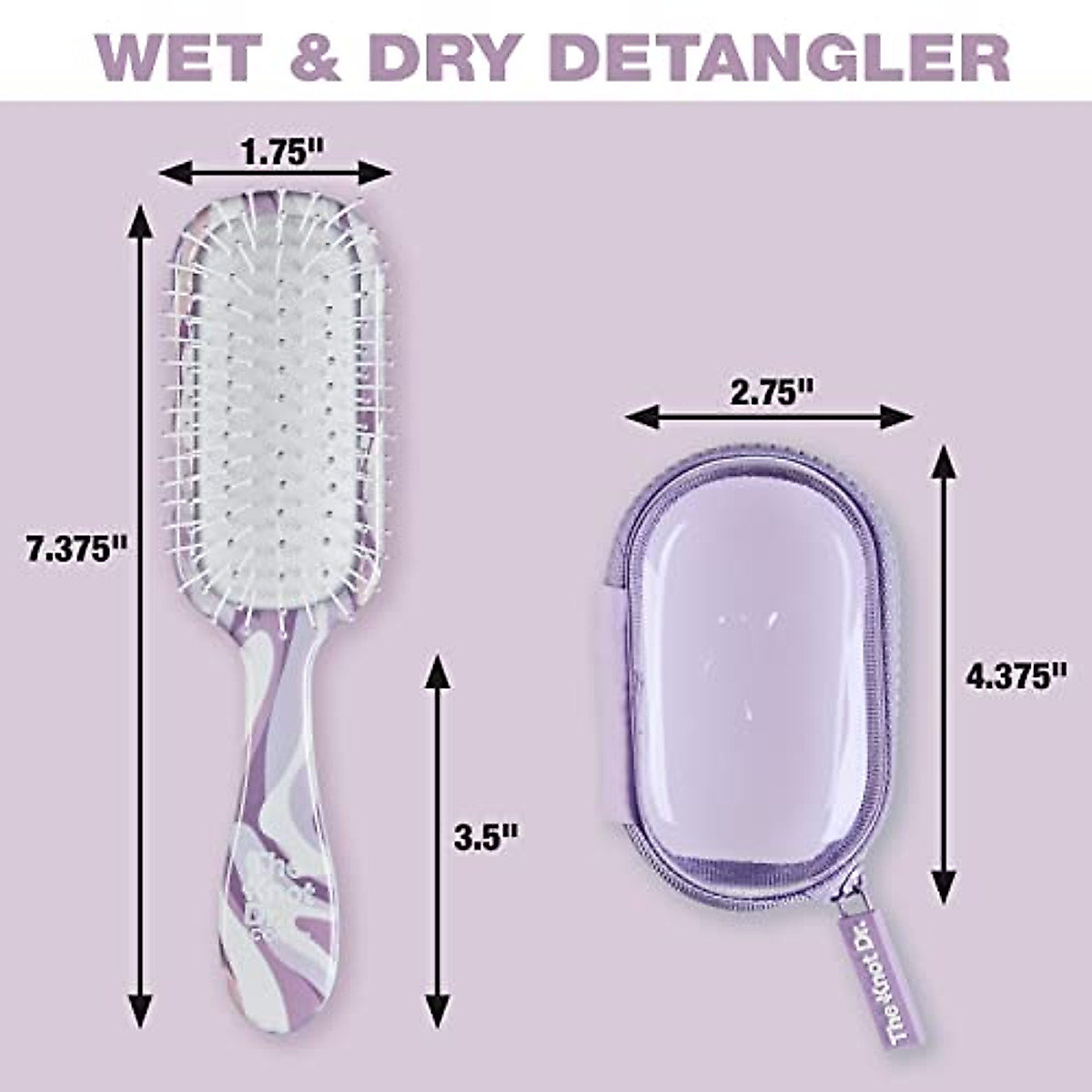 The Knot Dr. hair brush by Conair - Detangling hair brush - Travel Brush - wet brush - Removes Knots and Tangles in wet or dry hair - Purple