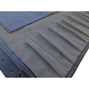 Modusso 100% Leather Handcrafted Professional Chef Knife Storage Roll Bag - 10 slots and zippered pocket (Regular, Black)