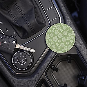 Floral Pistachio Green 2.75 x 2.75 Ceramic Car Coasters Pack of 2