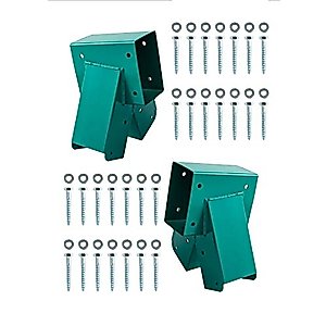 HANDYGO Swing Set Brackets - Heavy Duty Steel Swing Kit, 2 DIY Wooden Swing Hardware Bracket, Playground Equipment Parts, with Mounting Accessories, for Outdoor Play, Green