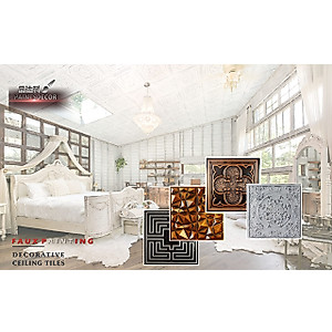 Ceiling Tin Tiles Decorative Drop Ceiling Tiles Distressed for Cafe Club Salon Hotel Store Bar 2'x2' PL07 Archaic Copper 10pcs