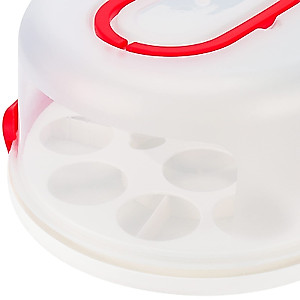 MUKLEI 10 Inch Round Cake Carrier with Handle, Cake Holder with Lid, Two Sided Base Cake Containers Portable Cake Carrier for Cake, Cupcakes, Muffins, Desserts