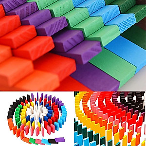 Liberty Imports 200-Piece Bucket of Wooden Domino Blocks Set - Real Authentic Basswood Standard Dominoes - Kids Racing Toy Game, Building and Stacking Toys