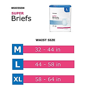 McKesson Super Briefs, Incontinence, Moderate Absorbency, Large, 18 Count, 4 Packs, 72 Total