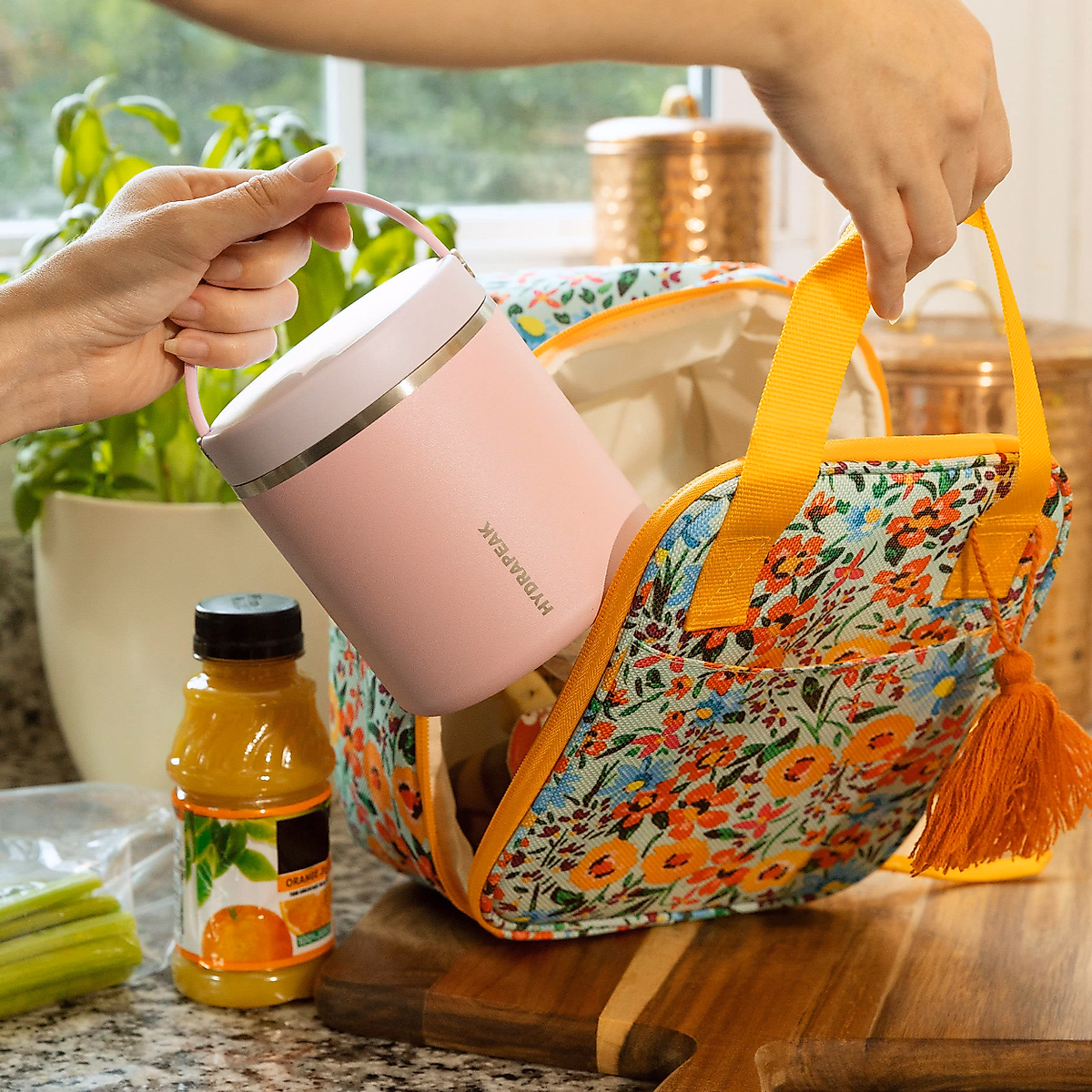 Hydrapeak 18oz Stainless Steel Vacuum Insulated Thermos Food Jar | Kids Thermos for Hot Food and Cold Food, Wide Mouth Leak-Proof Soup Thermos for Adults, 10 Hours Hot and 16 Hours Cold (Bubblegum)