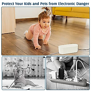 2 Pcs Cable Management Box Cord Organizer Box Cord Box Hider with 46 Pcs Cable Management Kit, Wire Box for Power Strips, Surge Protectors, Desk, TV Computer Wires, Home Office (White)