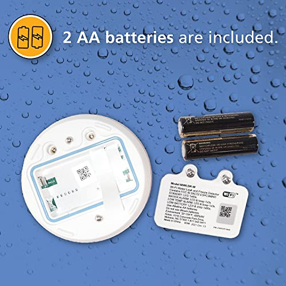 Kidde WiFi Water Leak Detector & Freeze Alarm, Alexa Device, Smart Leak Detector for Homes with App Alerts,White