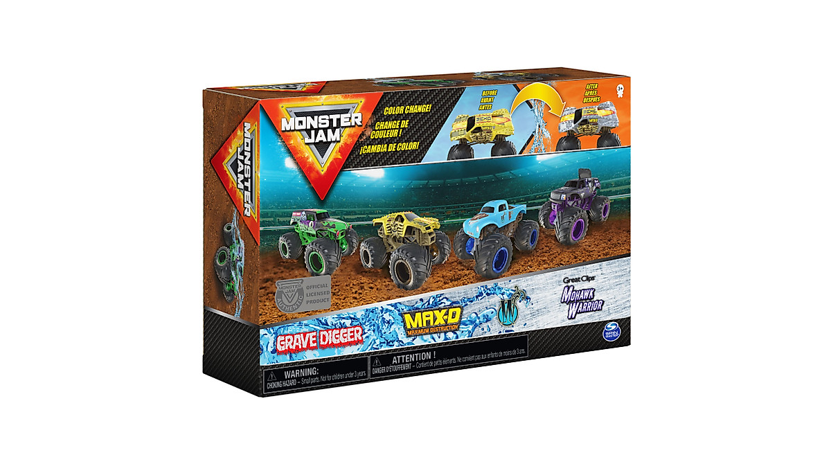 Color-Changing Monster Jam Trucks 4-Pack - Fun for Kids