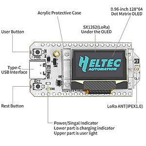 MakerFocus ESP32 LoRa V3 Development Board with 915 MHz Antenna Integrated WiFi Bluetooth SX1262 CP2102 0.96-inch OLED Display Type C for Meshtastic IoT Arduino Intelligent Scenes