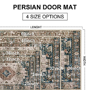 Collive Indoor Door Mat Retro Floor Mat, Non Slip Washable Doormat Large Size Quickly Absorb Welcome Mats Low-Pile Front Door Rug Inside Entryway Carpet for Entrance - 36" x 59"