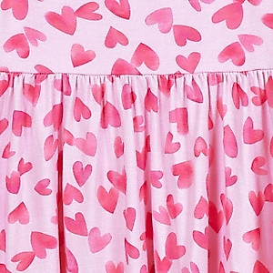 Gerber Baby Girls Toddler Buttery Soft Short Sleeve Twirl Dress with Viscose Made from Eucalyptus, Heart Felt, 5T