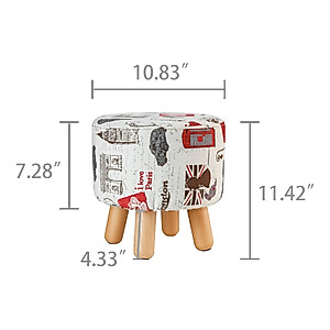 H&B Luxuries Fabric Round Padded Ottoman Foot Rest Stool (4 Legs-Vintage Beige)