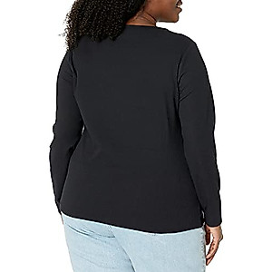 Amazon Essentials Women's Slim-Fit Long Sleeve Rib Knit Crew Neck Top (Available in Plus Size), Pack of 2, Black, X-Large