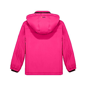 GEMYSE Girl's Waterproof Ski Snow Jacket Fleece Windproof Winter Jacket with Hood (Watermelon Red,6/7)