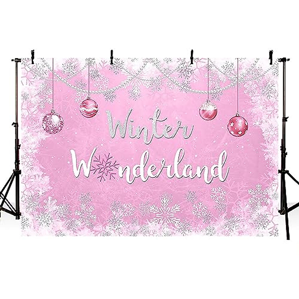 MEHOFOND 7x5ft Winter Wonderland Backdrop Baby Shower Party Supplies Decorations Snowflake Photography Background Sliver Glitter Pearl Banner Decoration Photo Booth Props