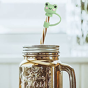 Healeved 8pcs Straw Dust Cap Protective Cap Frog