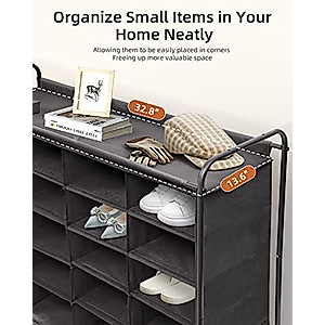 MULISOFT 5-Tier Shoe Cubby with 20-Grid Storage, Shoe Rack Organizer for Maintaining Shoes, Stackable Cubby Shoe Rack, Easy-to-mobile Shoe Organizer Cubby for Entryway, Closet, Bedroom, Garage, Black