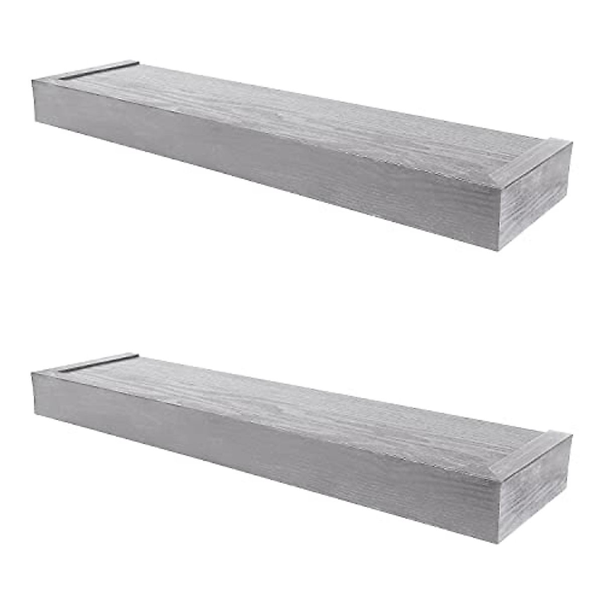 HIGH & MIGHTY 515621 Modern 24" Floating Shelf Holds up to 20lbs, Easy Tool-Free Dry Wall Installation, Flat, Retail Pack of 2, Gray