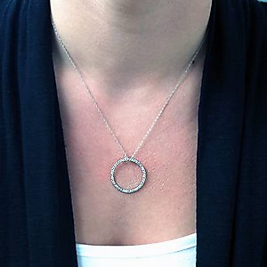 Pompeii3 14k White or Yellow Gold 1 Ct T.W. Circle Natural Diamond Round-Cut Pendant With 18" 14k Gold Chain Necklace Women's