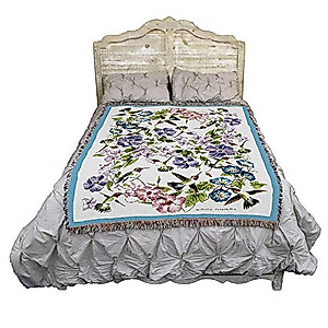 Pure Country Weavers Hummingbirds Blanket by Elena Vladykina - Bird Garden Floral Gift Tapestry Throw Woven from Cotton - Made in The USA (72x54)