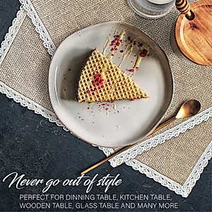Burlap Placemat 8 pc Set, Farmhouse Placemats Set of 4 with Coasters, Jute Rustic Place Mats and Coasters, Linen Table Mats and Coasters, Set of 4, Heat Resistant