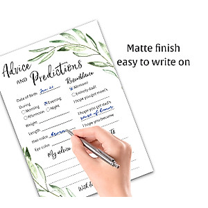 GREENERY Prediction and Advice Cards,Pack of 25, New Parents Mom & Dad to be Mommy & Daddy Message, Rustic Floral Green Olive Branch Couples Coed Shower Activity Keepsake Book G320-PDAV