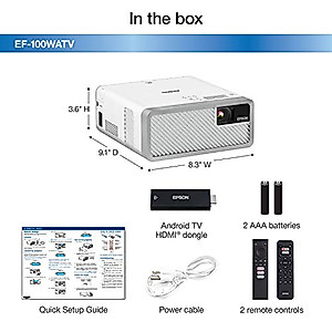 Epson EF-100 Smart Streaming Laser Projector with Android TV - White