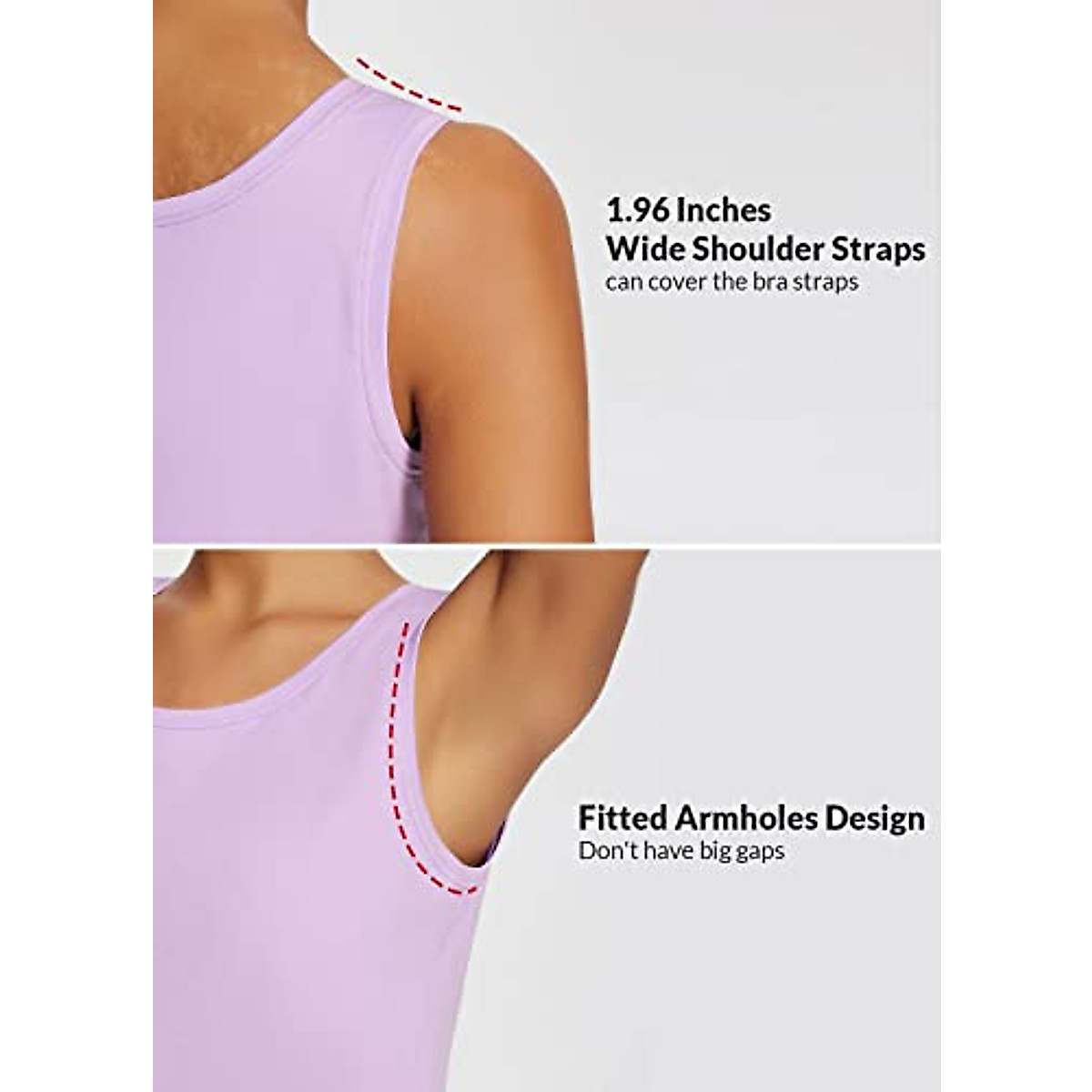 BALEAF Cotton Workout Tops for Women Tank Tops Sleeveless Shirts Wide Straps Yoga Comfy Soft Stretch Crewneck Casual Athletic Running Purple M