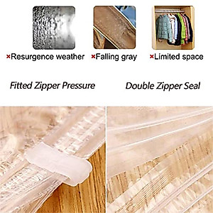 NEWDEZHI Hanging Vacuum Storage Bags, 2023 New Hanging Space Saver Bags, Outer Bags for Coats, Reusable Vacuum Seal Bags for Clothes with Pump (5pcs,L)