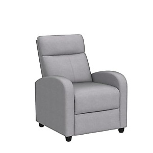 SMUG Recliner Chair Massage Reclining for Adults, Comfortable Fabric Recliner Adjustable Home Theater Seating Lounge with Padded Seat Backrest, Small Recliners for Living Room, Bedroom (Deep Grey)