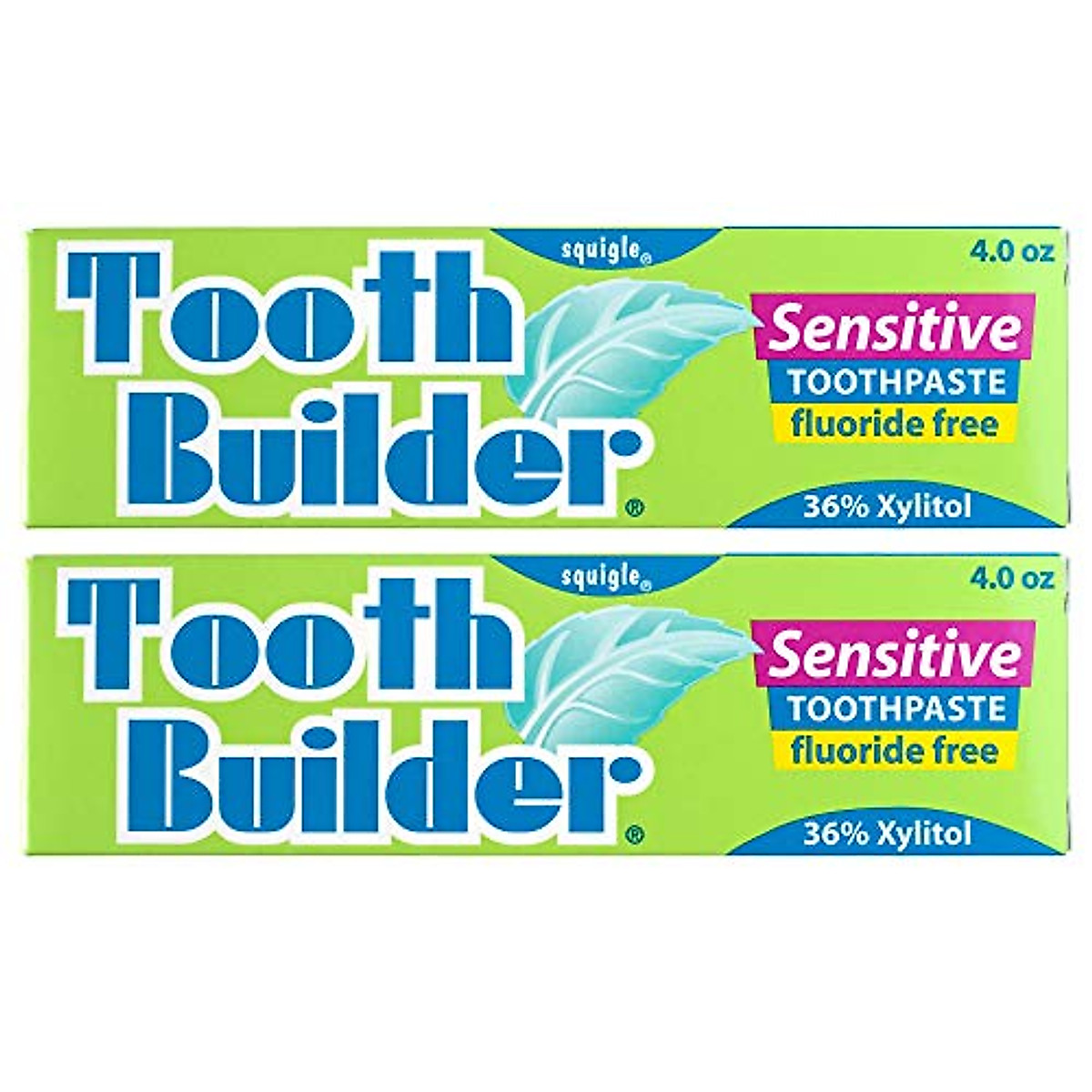 Squigle Tooth Builder SLS Free Toothpaste (Stops Tooth Sensitivity) Prevents Canker Sores, Cavities, Perioral Dermatitis, Bad Breath, Chapped Lips - 2 Pack