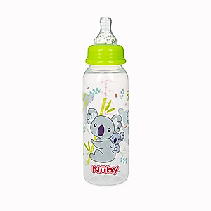 Nuby Printed Non-Drip Bottle, 1 Pack of 1 Bottle, 8 Ounce, Colors May Vary