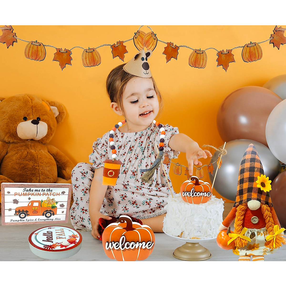 Thanksgiving Tiered Tray Decorations Set - 11pcs Wooden Sign Fall Tiered Tray Decor - Gnome Fall Tiered Tray Decor Pumpkin for Kitchen Table Fireplace Mantle Rustic